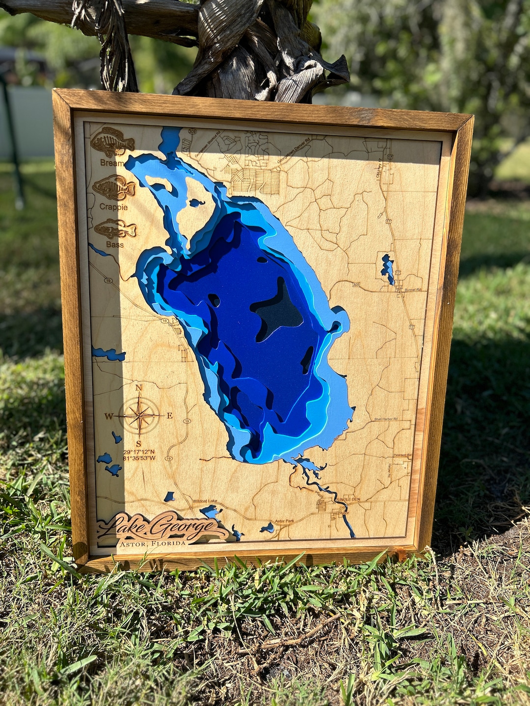 Lake George Map, Lake George Florida, Custom Wood Map, Wood Map, Custom ...