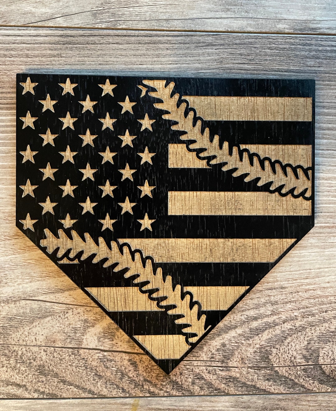 Handcrafted Wood Baseball Home Plate American Flag, Lasered USA Made - Etsy