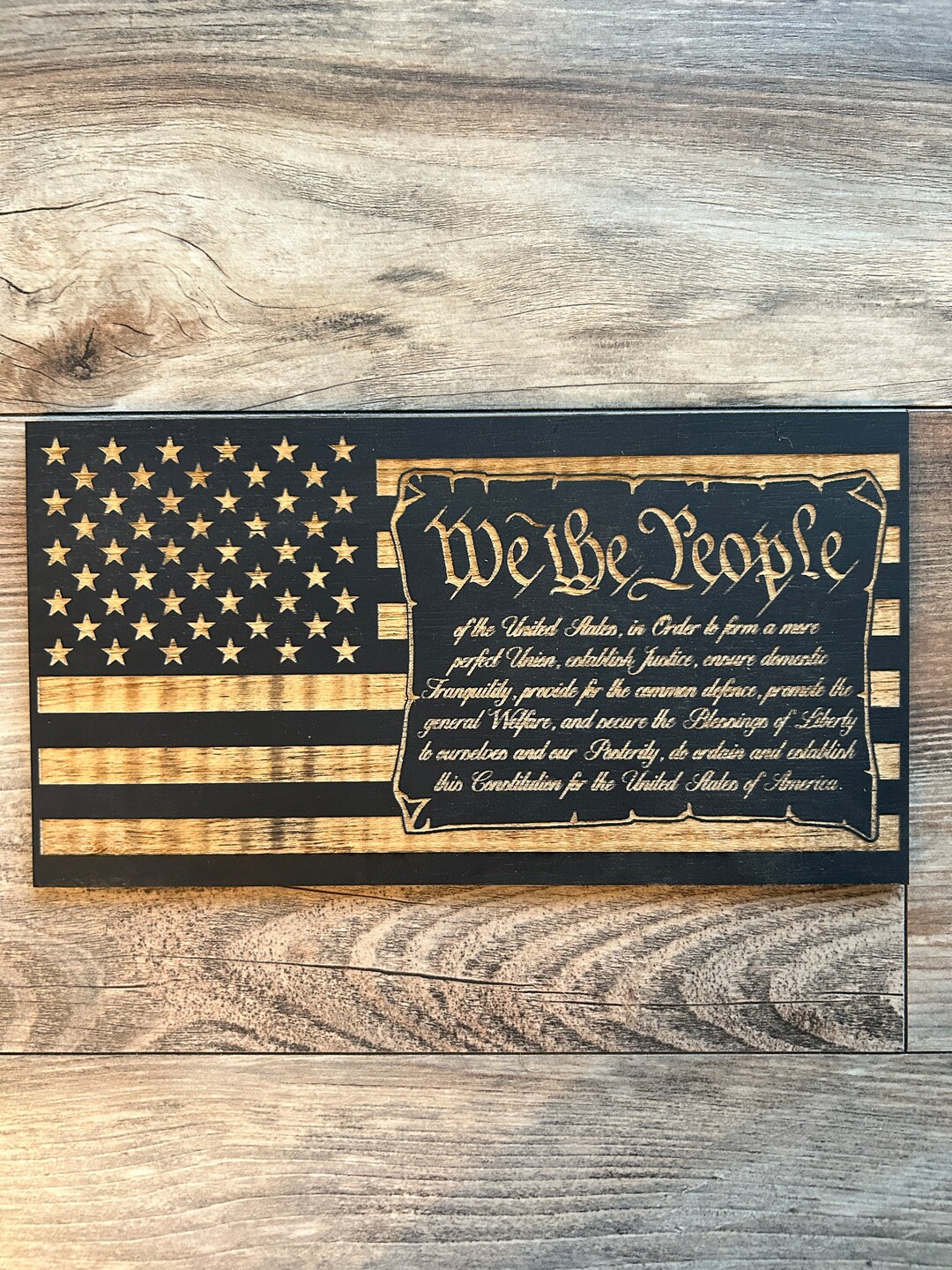 We the People Constitution Wood Flag, Wood Flag, Constitution, 1776 ...