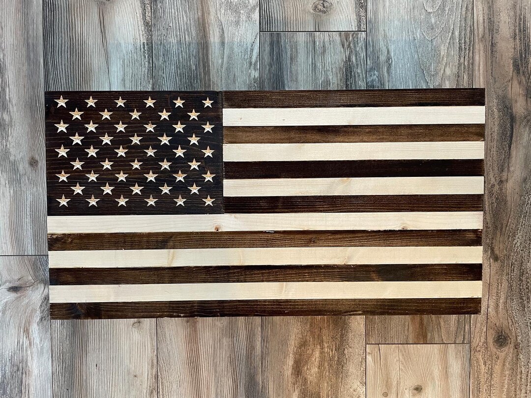 Rustic Stained Wooden American Flag, Wooden Flag, Wood Flag, American ...