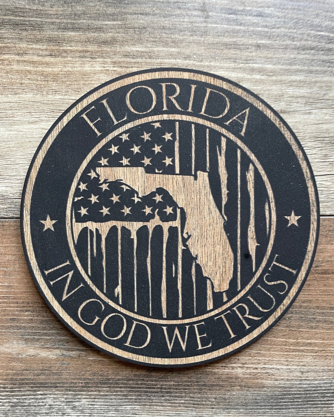 Handcrafted Florida Wood Sign, State Motto, American Flag, Patriot ...