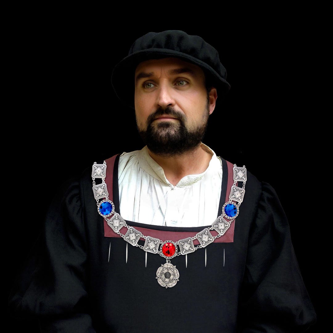 Tudor Rose Livery Collar: Renaissance Costume Necklace, Antique Silver ...