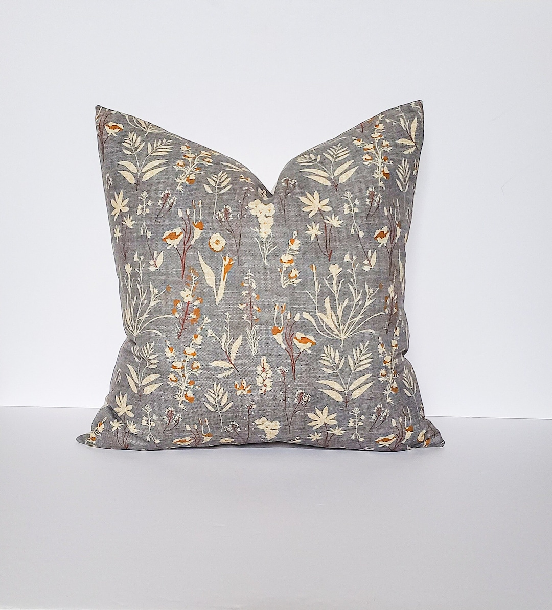 Steel Blue and Rust Pillow Cover/wildflower Accent Throw - Etsy