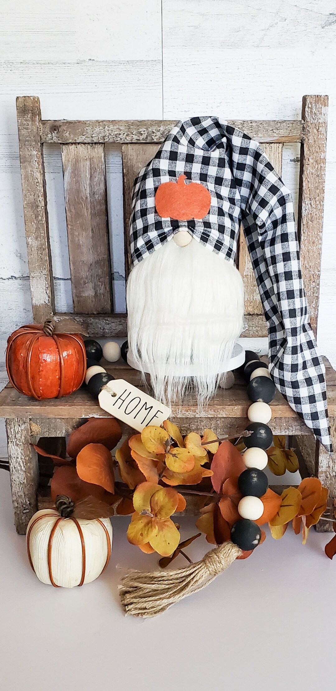 Fall Gnome, Black and White Tiered Tray Decor, Autumn Gnome, Tomte ...