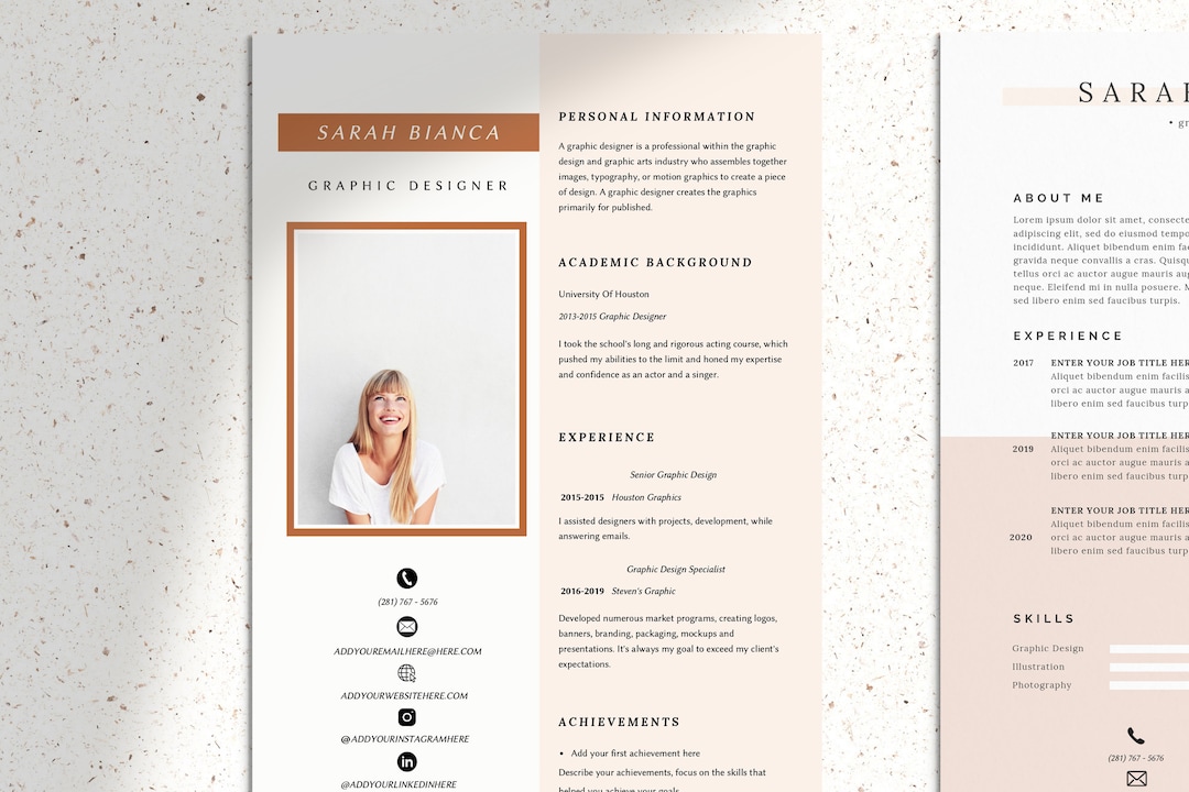 2 Pages Resume Template | Professional Resume | Minimalist Resume Canva ...