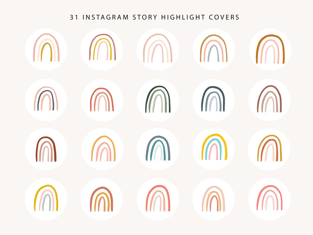 31 Hand Drawn Rainbows | Highlight Cover | Social Media | Instagram ...