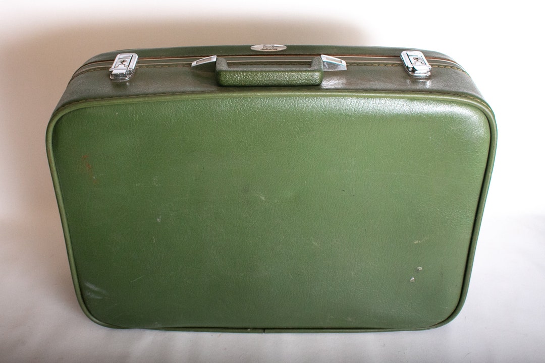 Vintage Sears Featherlite Green Suitcase 20 X 15 X 6" - Etsy