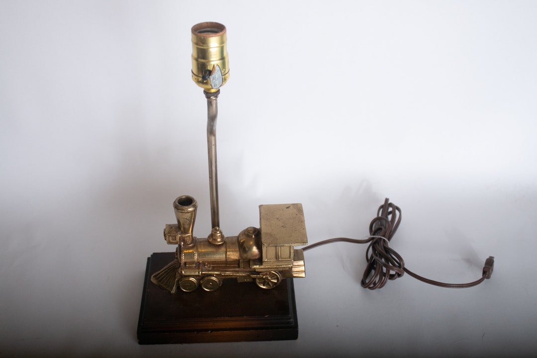 Vintage Brass Railroad Train Engine Desk Lamp Wood Base 12 No Shade - Etsy