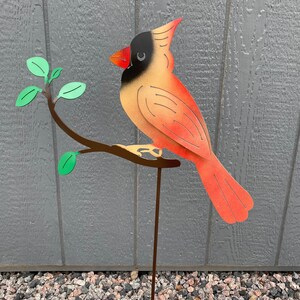 Outdoor Metal Male and Female Cardinals Yard Stake, Cardinal and Bird ...