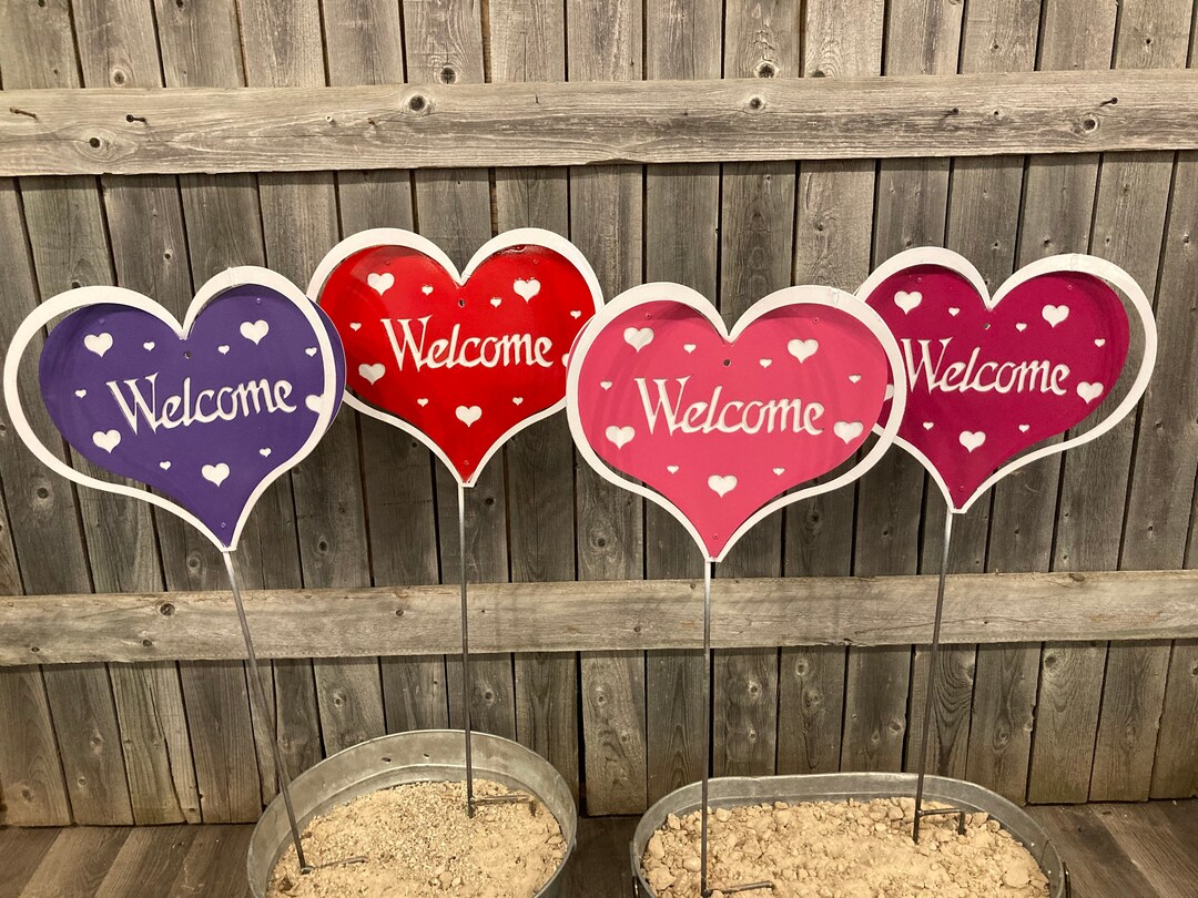 Metal Valentine's Day Welcome Signs/ Outdoor Valentine's Day Decoration ...