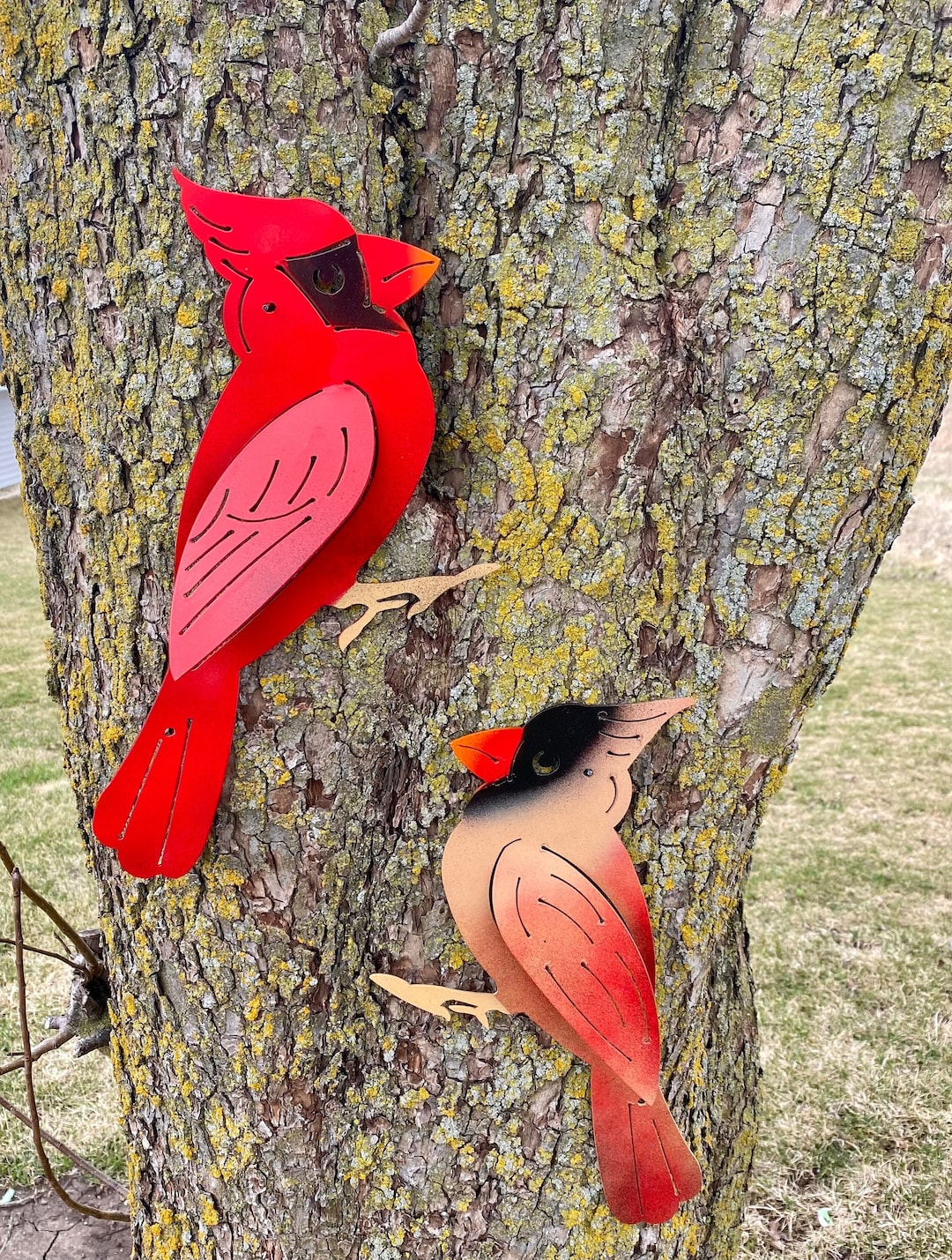 Metal Male and Female Hanging Cardinals, Cardinal Memorial, Outdoor ...