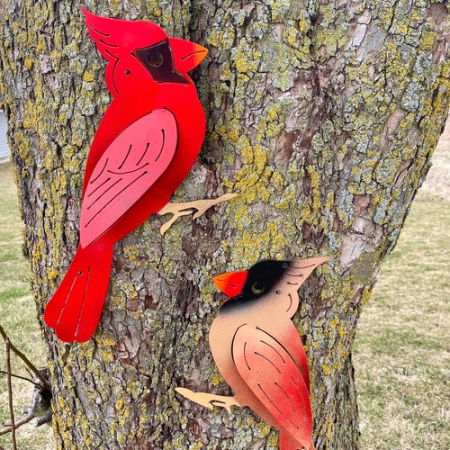Outdoor Metal Male and Female Cardinals Cardinal and Bird - Etsy