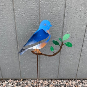 Outdoor Metal Bluebird Yard Stake, Bluebird Decoration, Bird Garden and ...