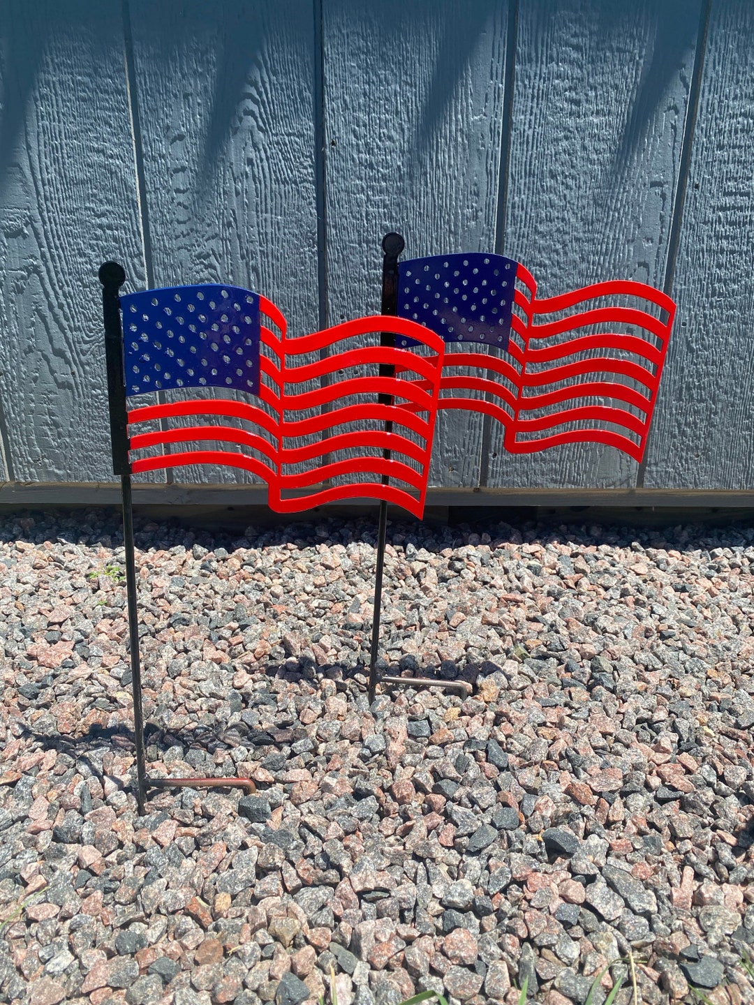 Small American Flag Set of 2 Yard Stakes, 4th of July Flag, 4th of July ...