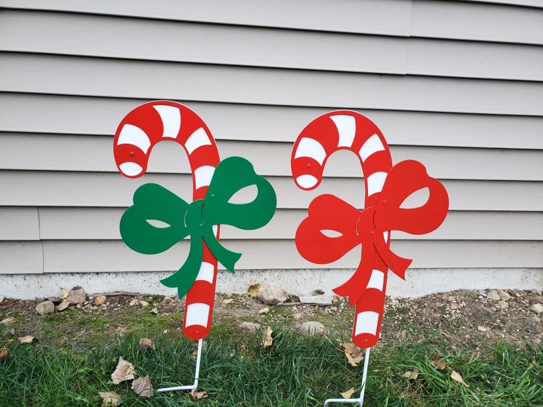 2 Metal Candy Canes/outdoor Christmas Decoration/ Candy Cane Decoration ...