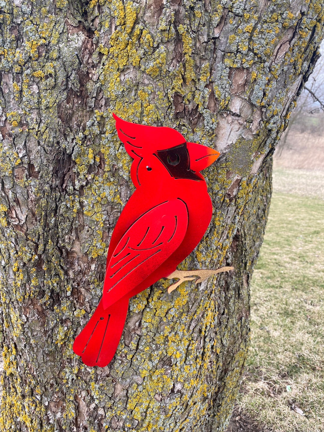 Metal Hanging Cardinal, Cardinal Garden Decor/ Metal Cardinal for ...