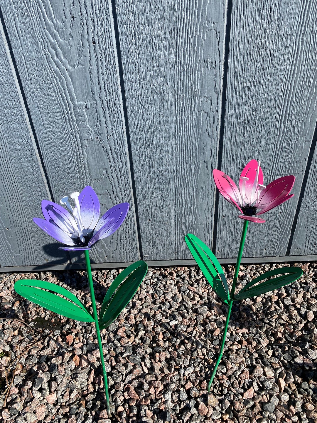 Small Metal Tulip Set of 2/ Metal Tulip/ Outdoor Metal Flower ...