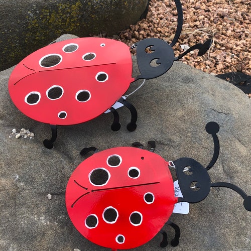 Metal Ladybugs Outdoor Ladybug Decoration Lady Bug Garden - Etsy