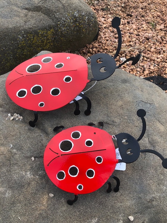 Metal Ladybugs Outdoor Ladybug Decoration Lady Bug Garden - Etsy
