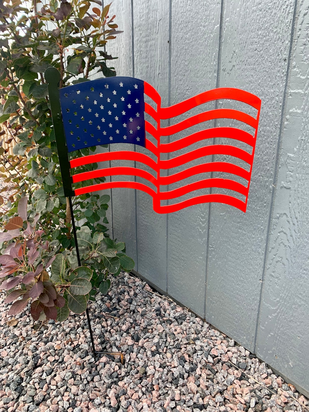 Large Metal American Flag Yard Stake, Patriotic Outdoor Decor - Etsy
