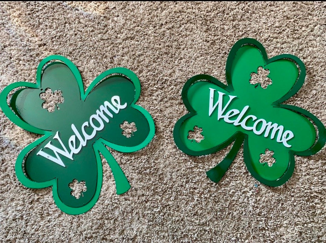 Metal Shamrock Welcome Sign - Etsy