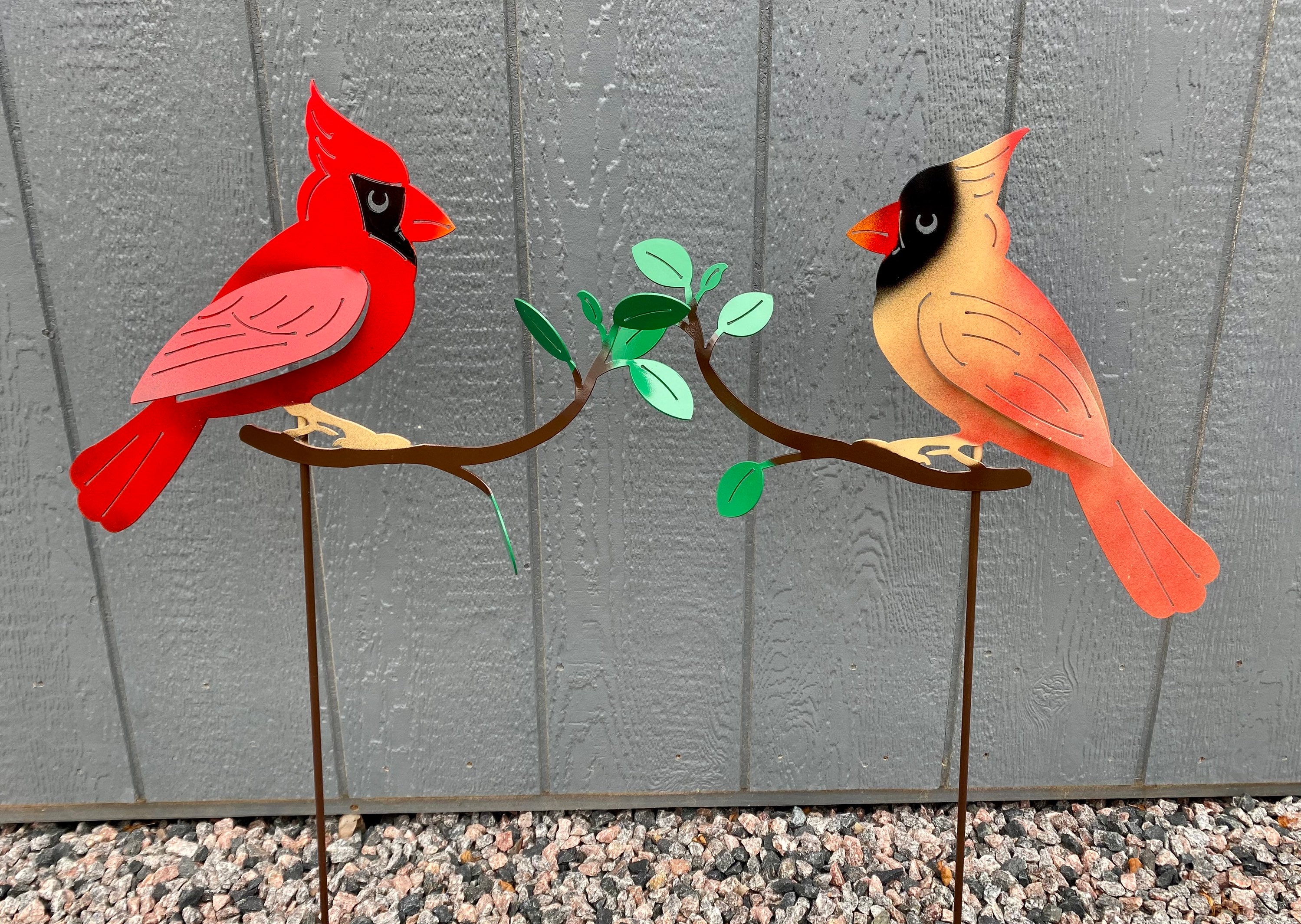 Outdoor Metal Male and Female Cardinals Cardinal and Bird | Etsy