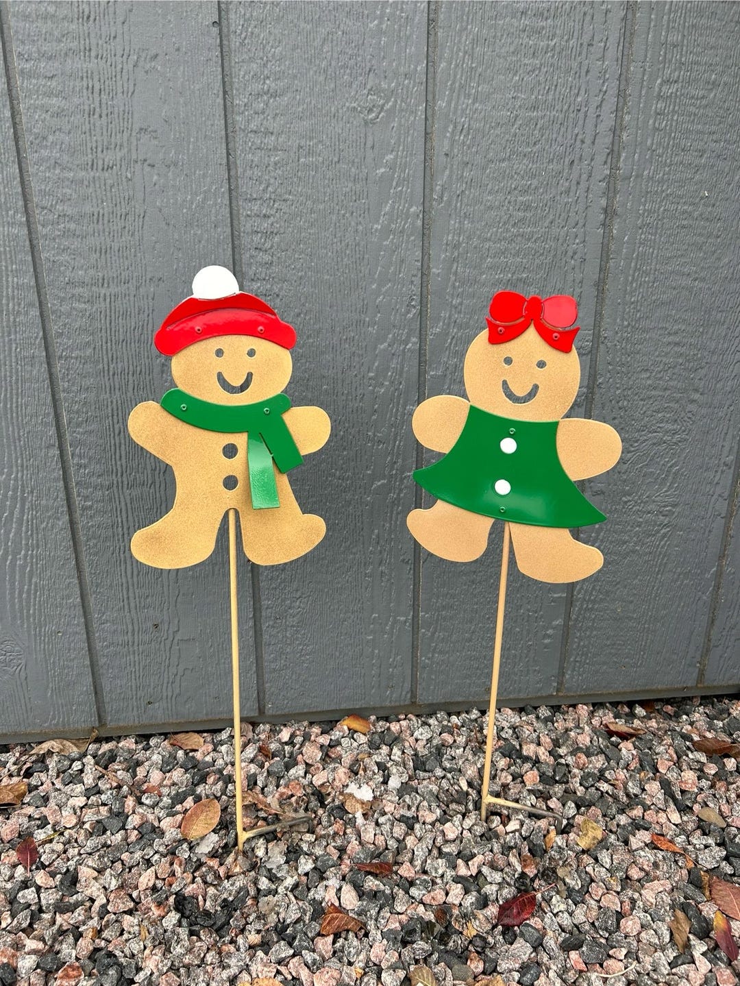 Small Metal Gingerbread Set, Outdoor Gingerbread Decorations, Outdoor ...