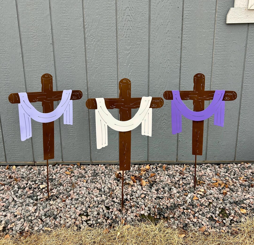 Metal Cross / Metal Easter Cross Yard Decoration/ Easter Cross With ...