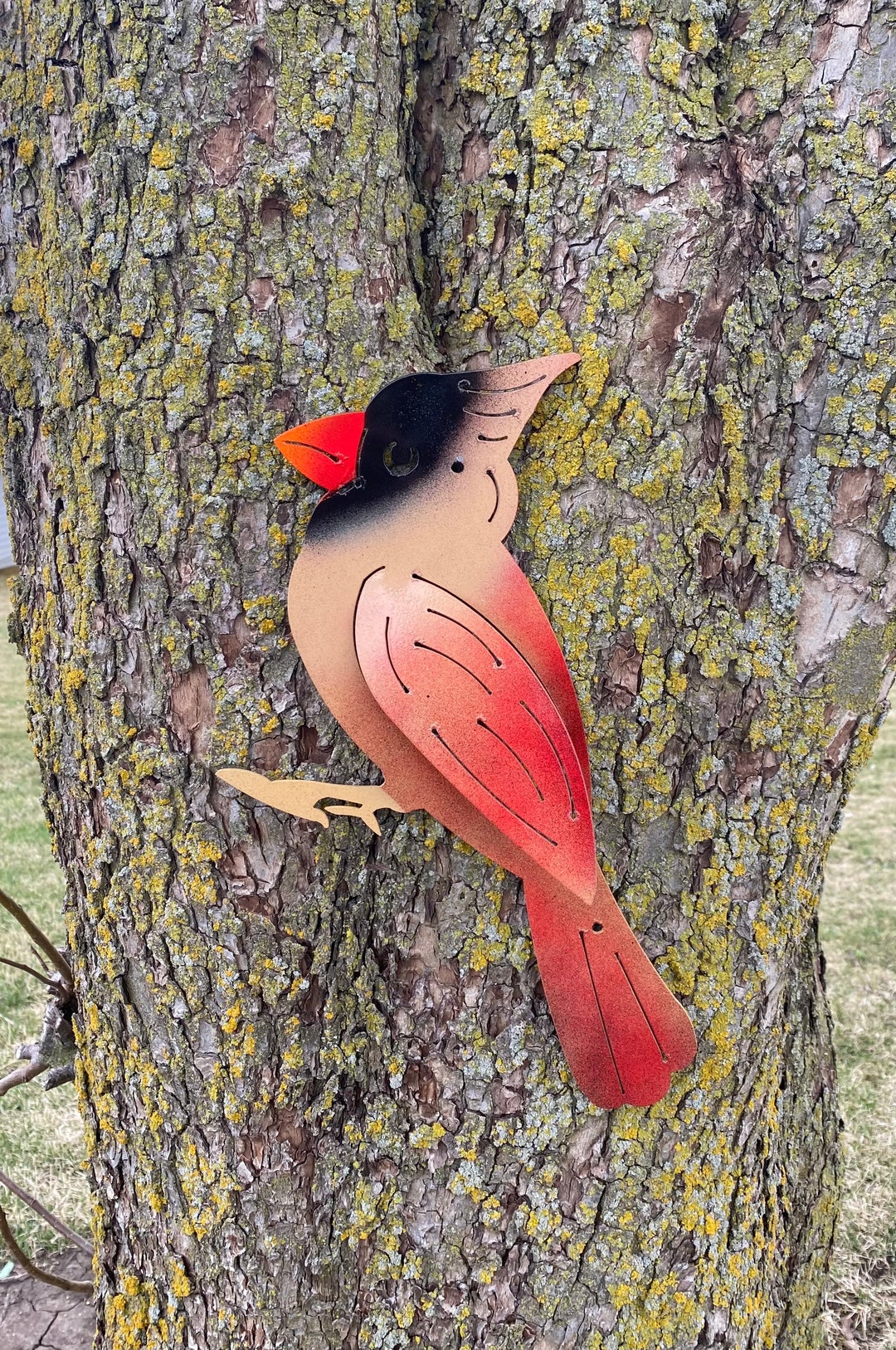 Metal Female Hanging Cardinal, Outdoor Cardinal Metal Art, Cardinal ...