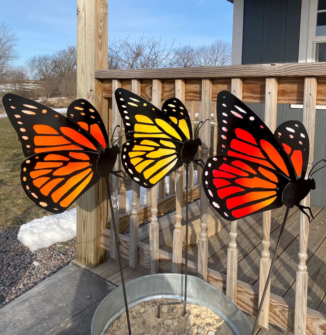 Metal Butterfly Yard Stake/ Metal Butterfly Garden Decoration/outdoor ...