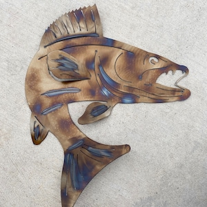 Metal Walleye Wall Decoration/ Fish Wall Hanging/walleye Metal Fish Art ...