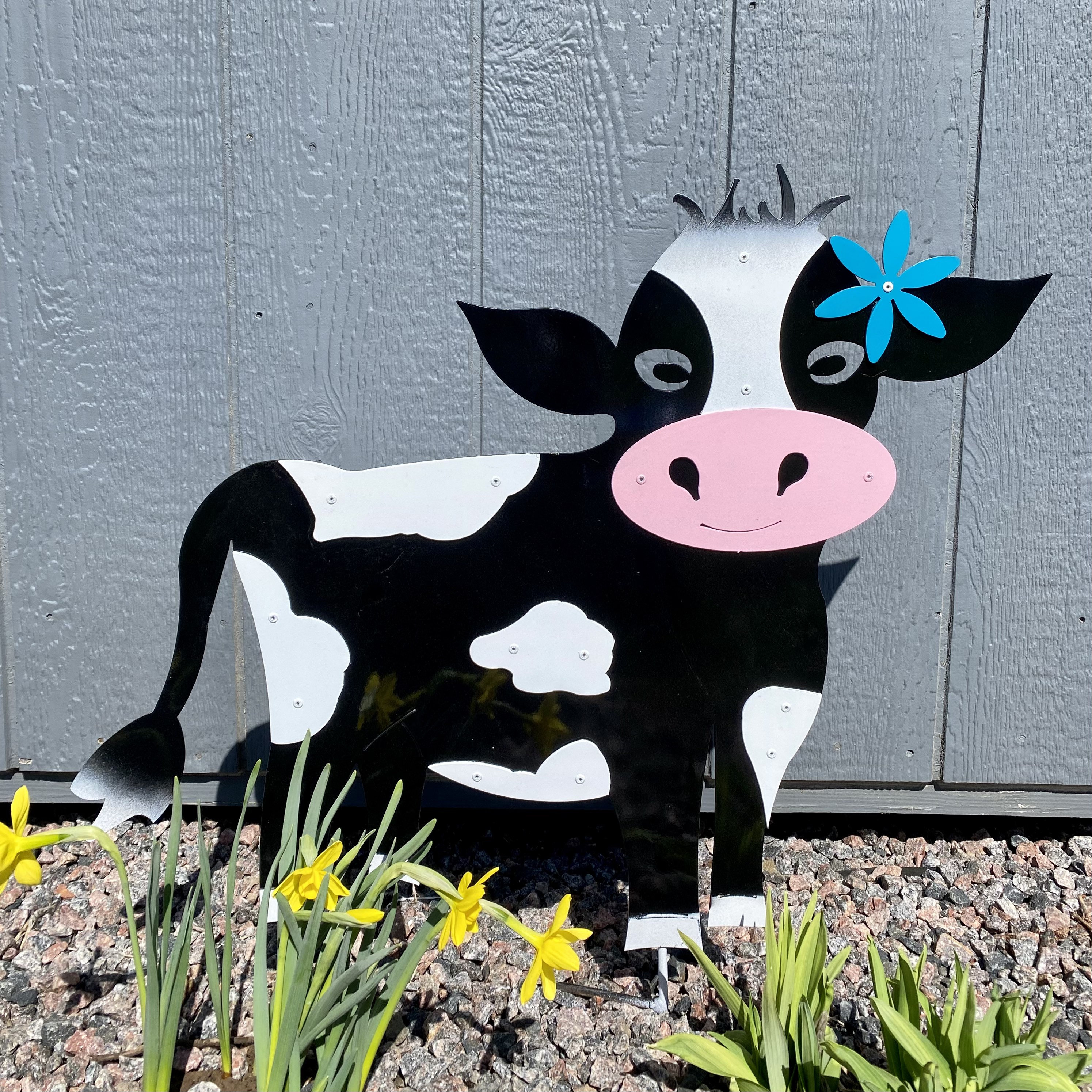 Metal Cow Yard Art Stake - Rustic Farmhouse Decoration - Etsy