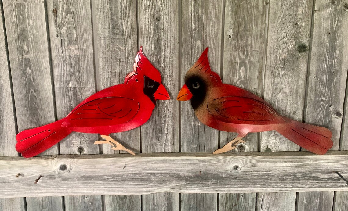 Metal Male and Female Hanging Cardinals | Etsy