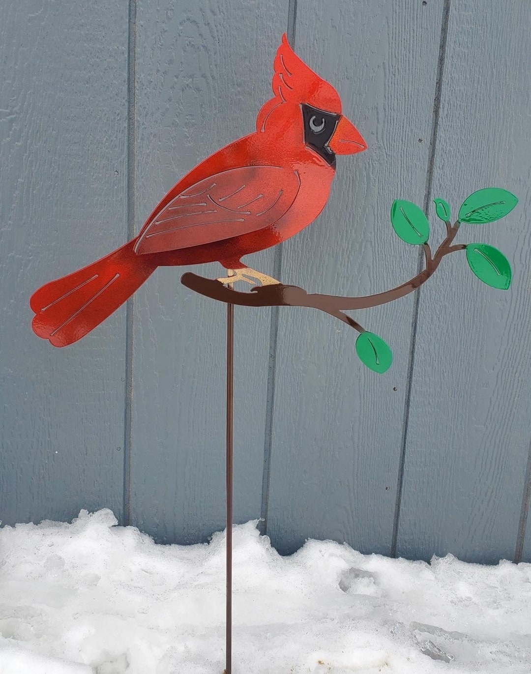 Outdoor Metal Cardinal Yard Stake, Red Bird Garden and Yard Decor ...