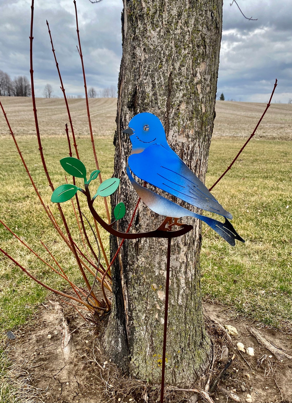 Outdoor Metal Bluebird Yard Stake, Bluebird Decoration, Bird Garden and ...