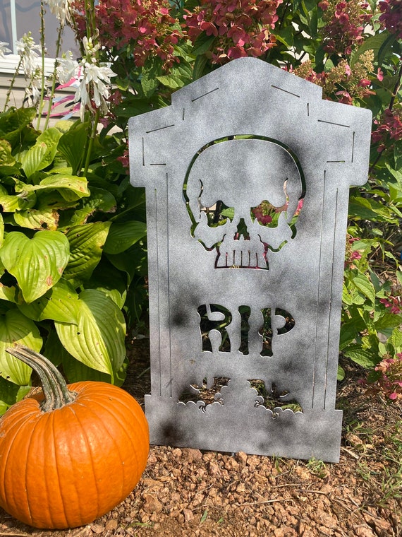 Large Metal Halloween Tombstone Spooky Halloween Decoration - Etsy