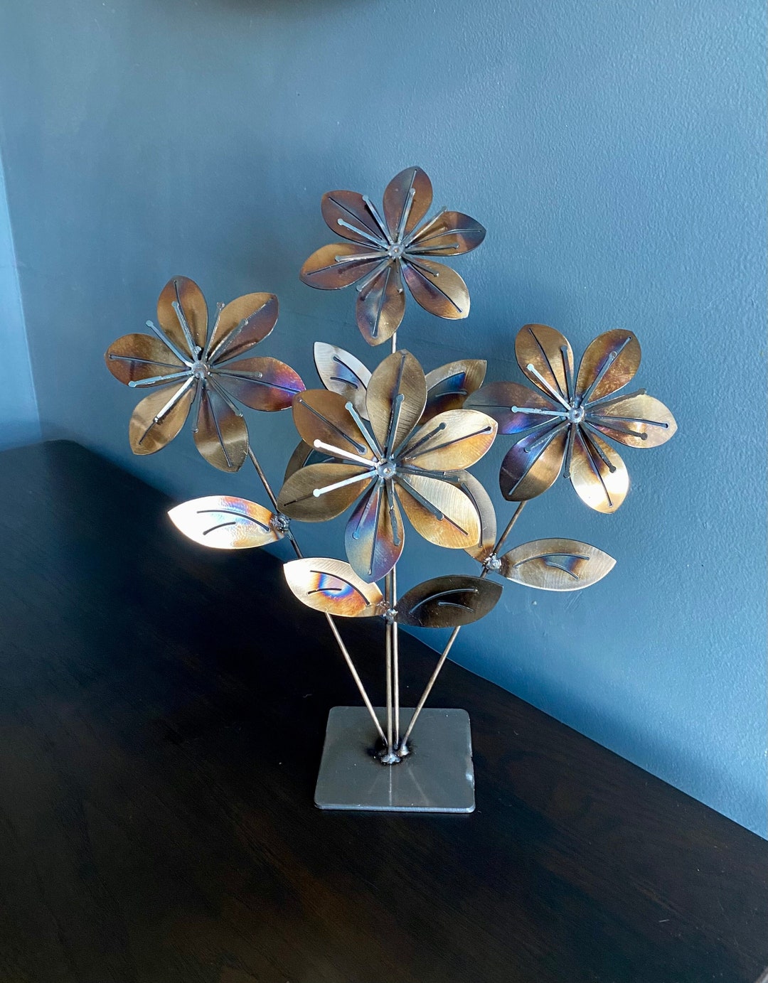 Heated Metal Flower Bunch Table Top Decoration/ Metal Flower Home ...