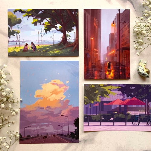 Postcard Set 5 Unique Art Postcards Prints of Original - Etsy