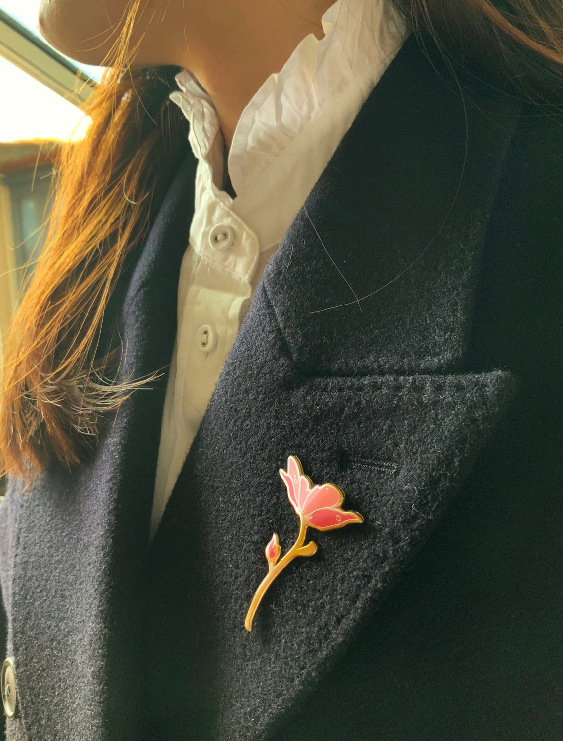 Pink Flower Enamel Pin 2 - Etsy