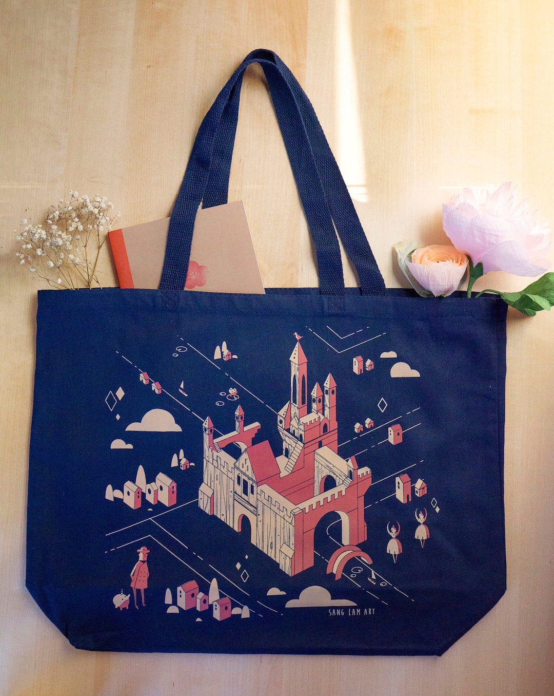 Navy Castle Tote Bag - Etsy