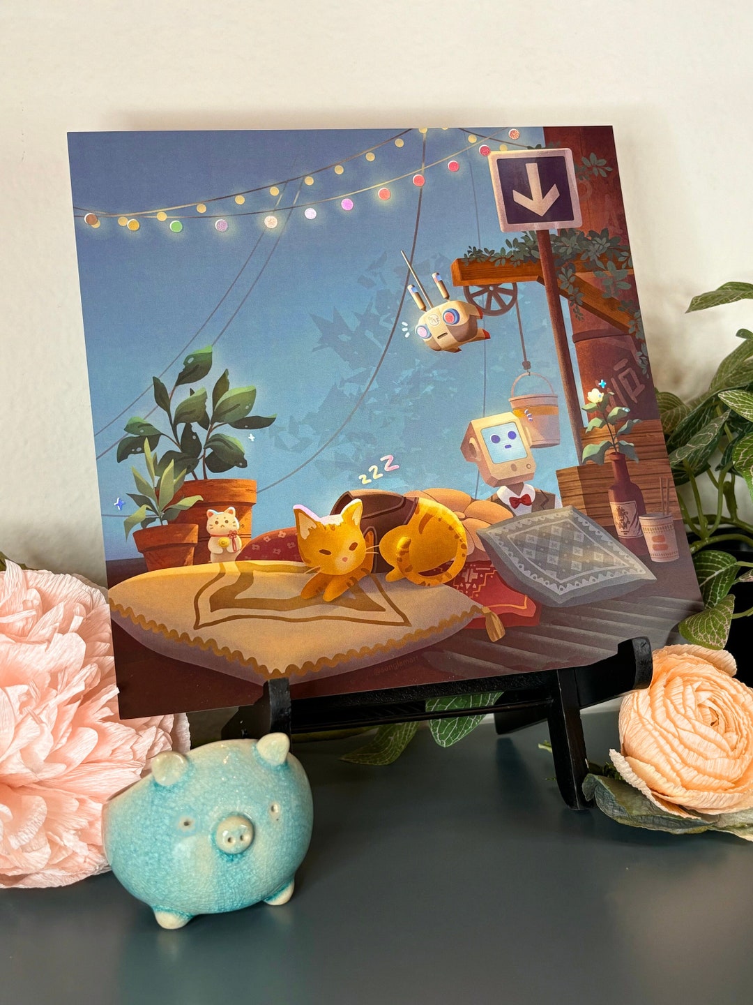 Stray Game Art Print With Iridescent Foil 8x8” - Etsy