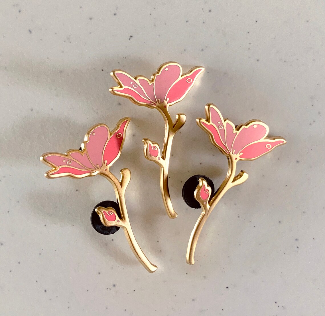 Pink Flower Enamel Pin 2 - Etsy