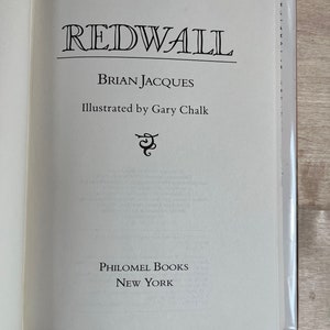Redwall by Brian Jacques, First Edition and Seventeenth Printing, First ...