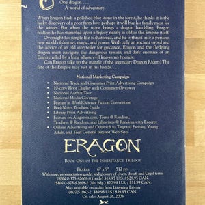 Signed, Eragon by Christopher Paolini: Rare, Advance Reading Copy ...