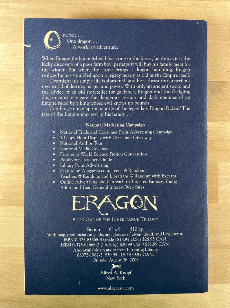 Signed, Eragon by Christopher Paolini: Rare, Advance Reading Copy ...