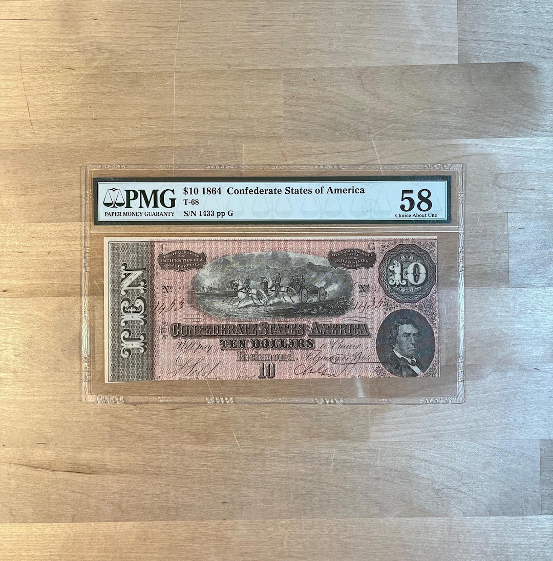 Low Serial Number, 1864 Confederate States: 10 Dollars, PMG Graded ...