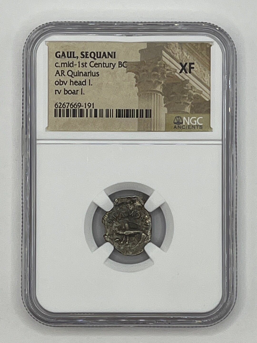 Graded Ancient Coin, Gaul 1st Century BC, AR Quinarius, NGC Graded ...