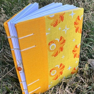 Hand-bound, Open Spine, Fabric Covered Octopus Print Notebook, With ...