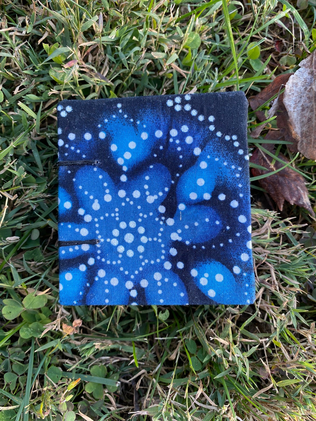 Hand-bound, Open Spine, Fabric Covered Mini Notebook: Black and Pink ...