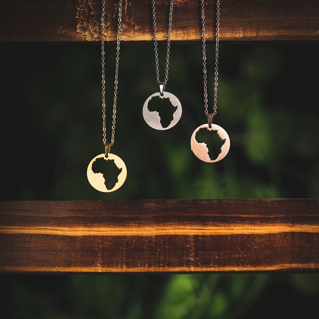 Africa Map Necklace Africa Country Necklace 18K Gold Plated Africa Map ...